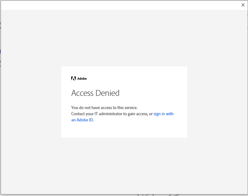 Adobe Acrobate DC Login Error - Adobe Community - 12626639