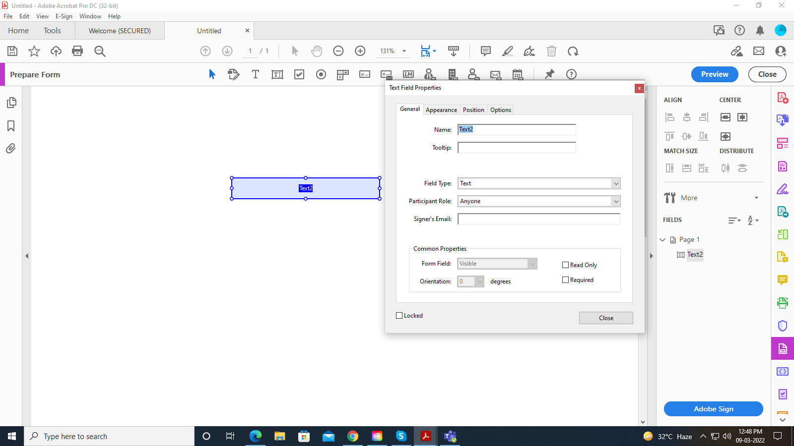 Solved: Text field properties not sowing like Format, Vali... - Adobe ...