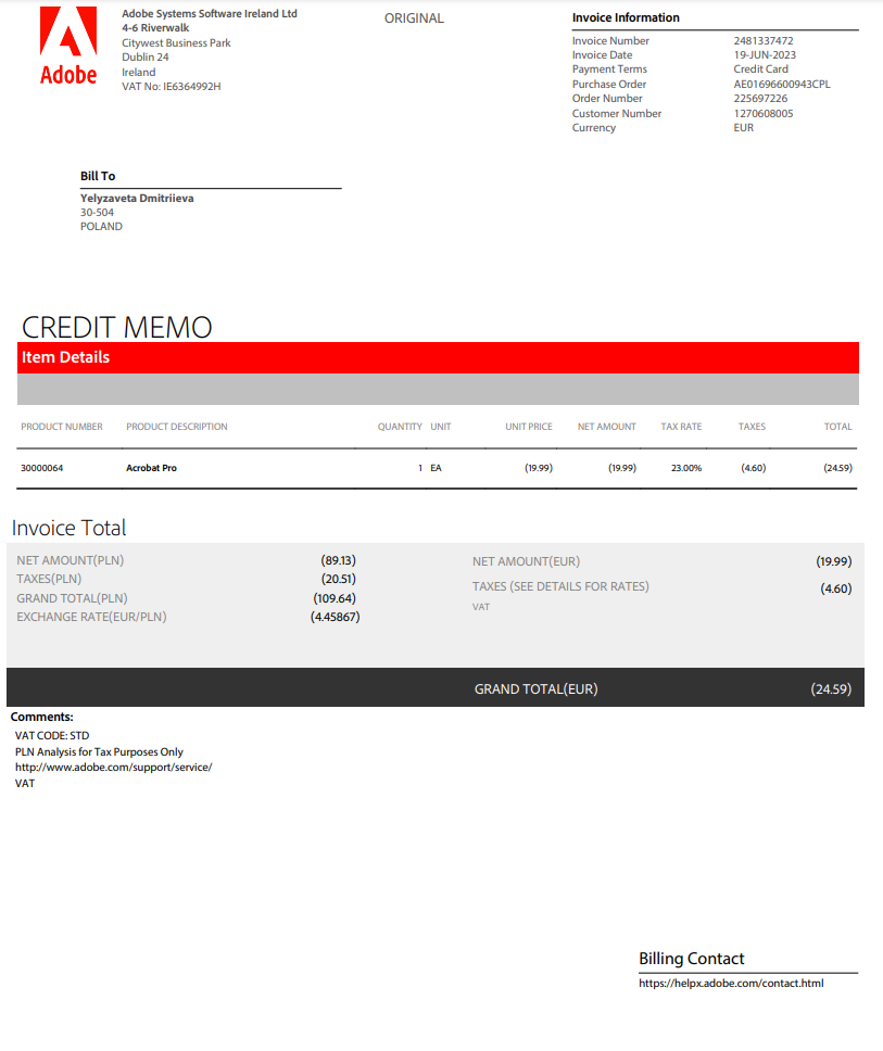 Getting a refund - Adobe Product Community - 13887203