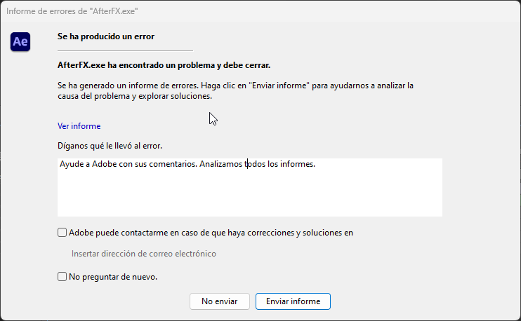 Error AfterFX.exe has encountered a problem and ne... - Adobe Product Community - 14080611