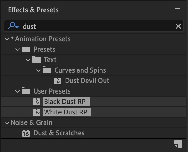How to delete User Presets in effects & presets fo... - Adobe Product Community - 14899224