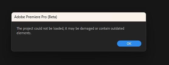 Unable to open project in Adobe Premiere Pro Beta - Adobe Community ...
