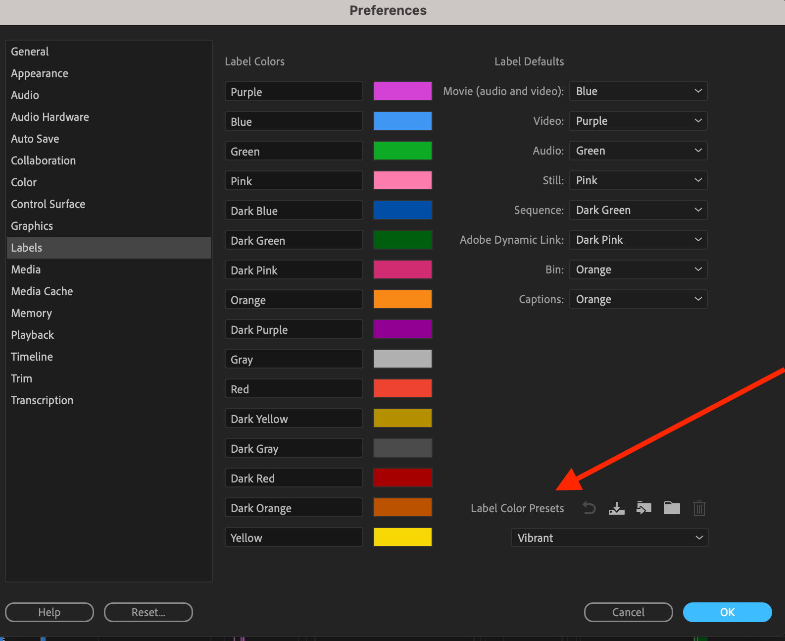 Option to go back to old timeline label colors? - Adobe Product ...