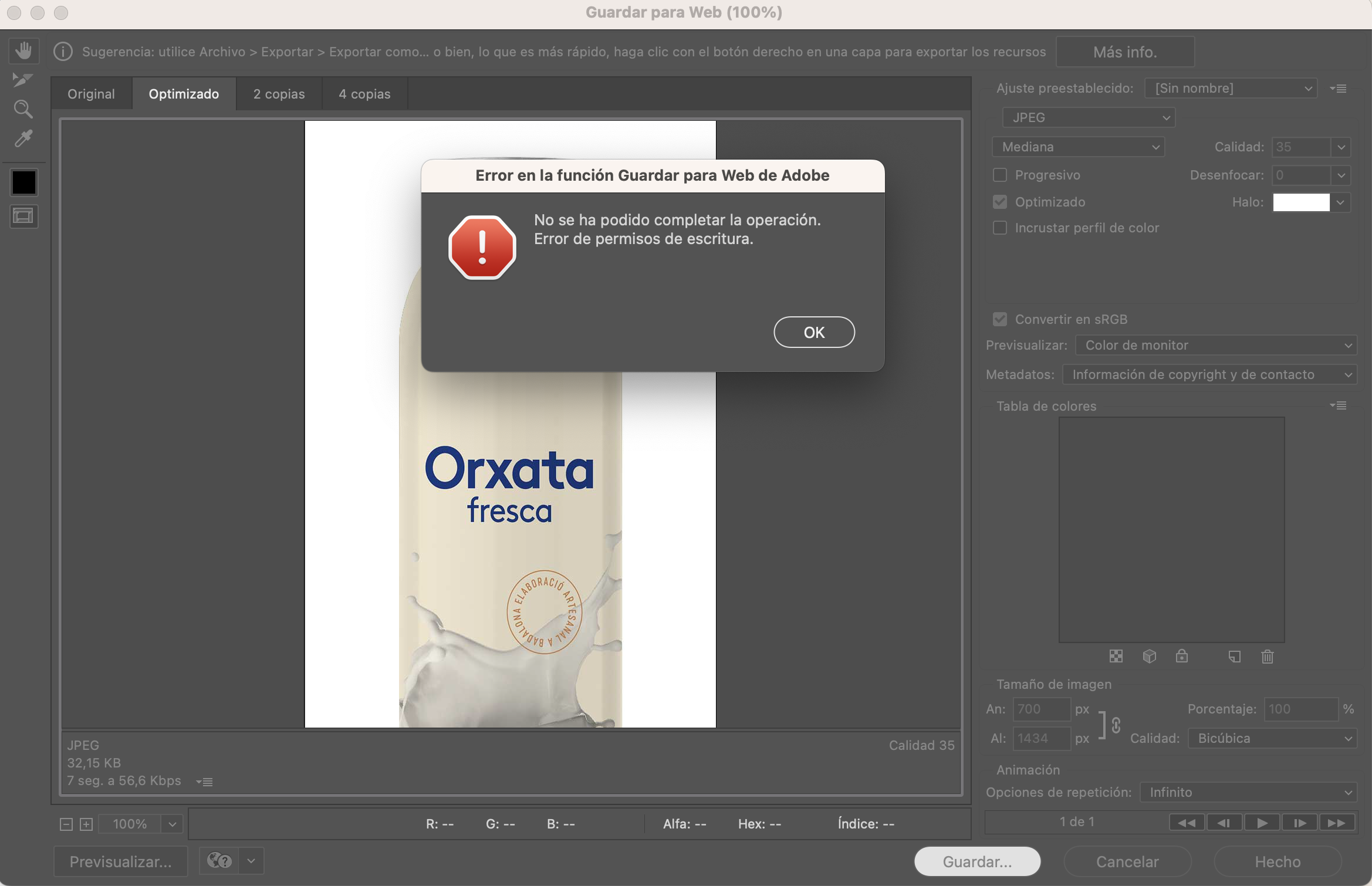 Error en la función Guardar para Web de Adobe - Adobe Product Community ...