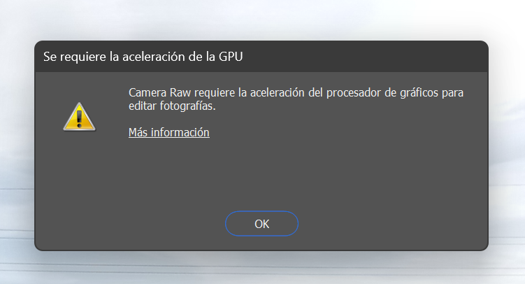 Camara Raw filter error: GPU acceleration required - Adobe Community ...