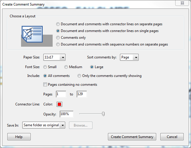 Print Comment Summary with Connectors on One Page ... - Adobe Product ...