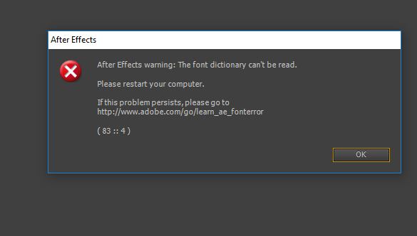 Multiple After Effects Error CS6 - Adobe Product Community - 8716692
