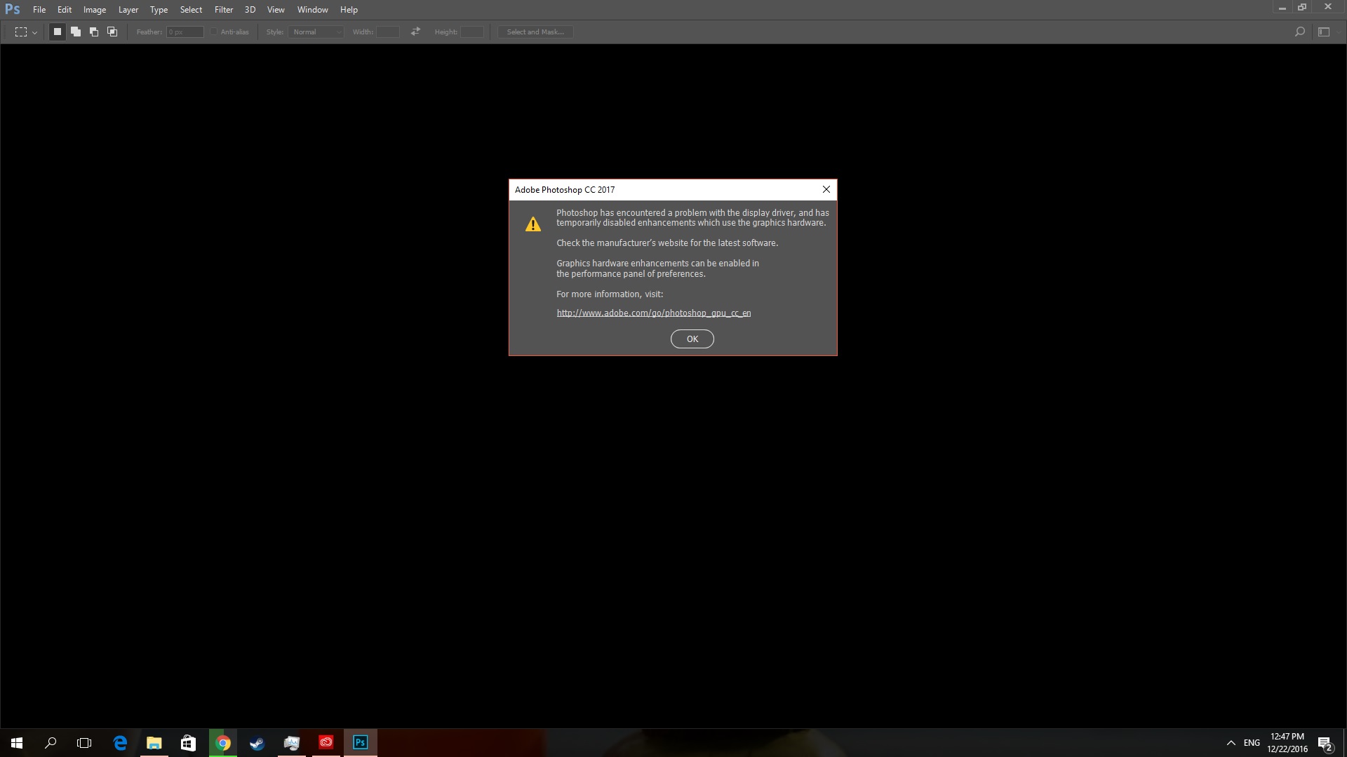 Photoshop CC 2017 crashing at start (display drive... - Adobe Community ...