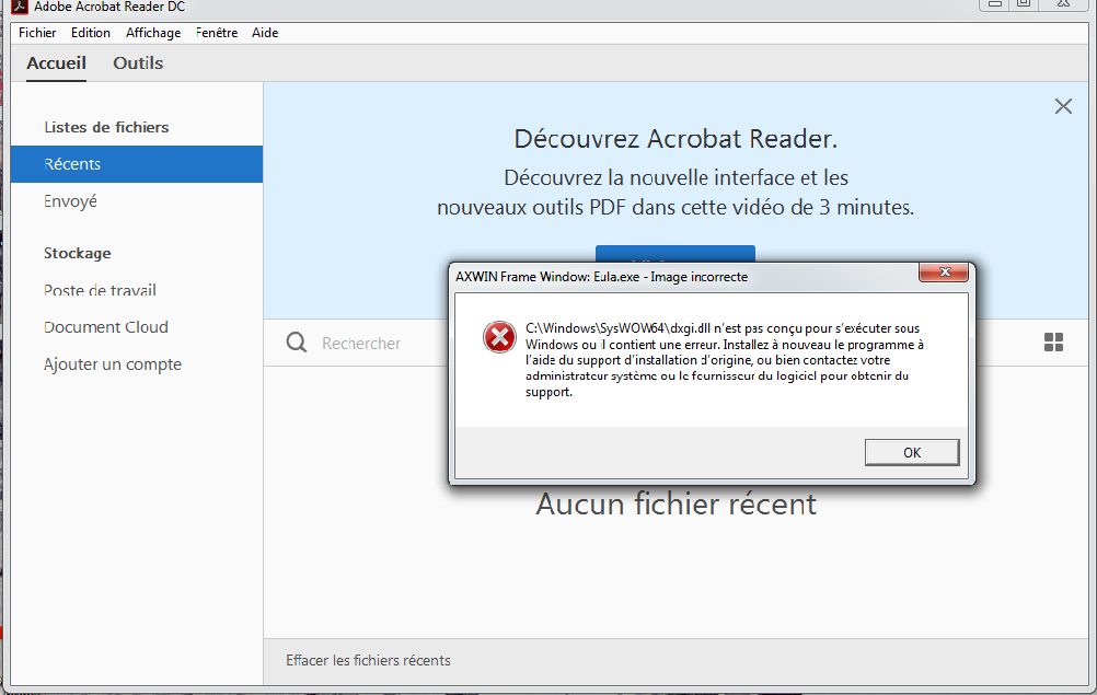 impossible de démarrer Adobe Reader DC besoin d'ai... - Adobe Product ...