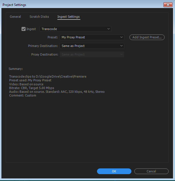 Where are the ingest settings in project settings!... - Adobe Product ...