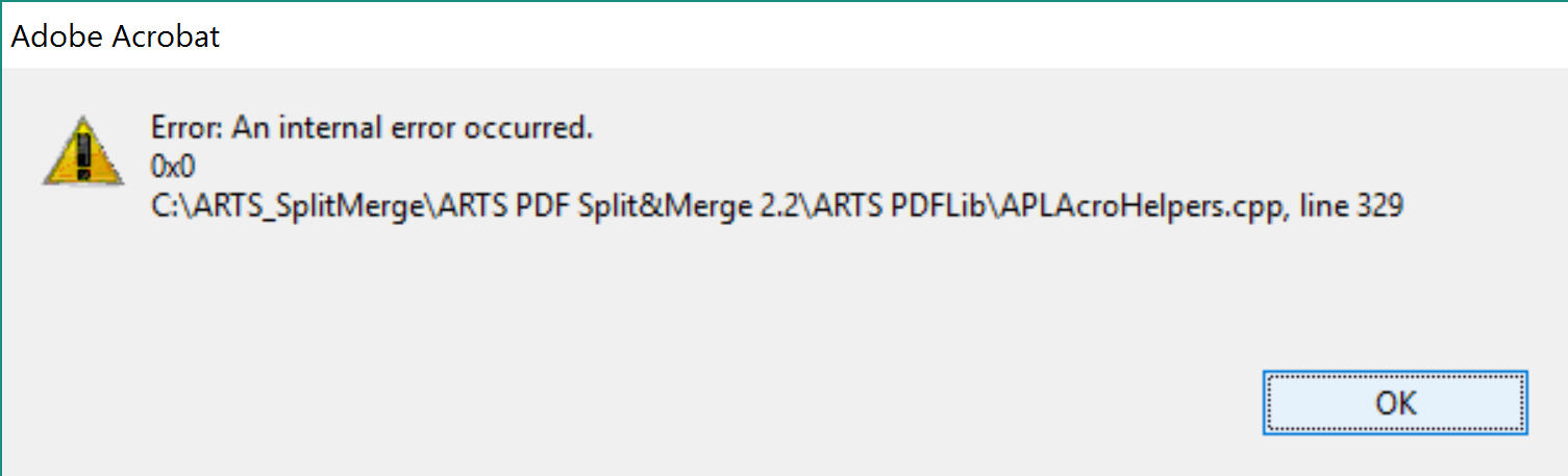 An internal error occurred always after closing th... - Adobe Community ...