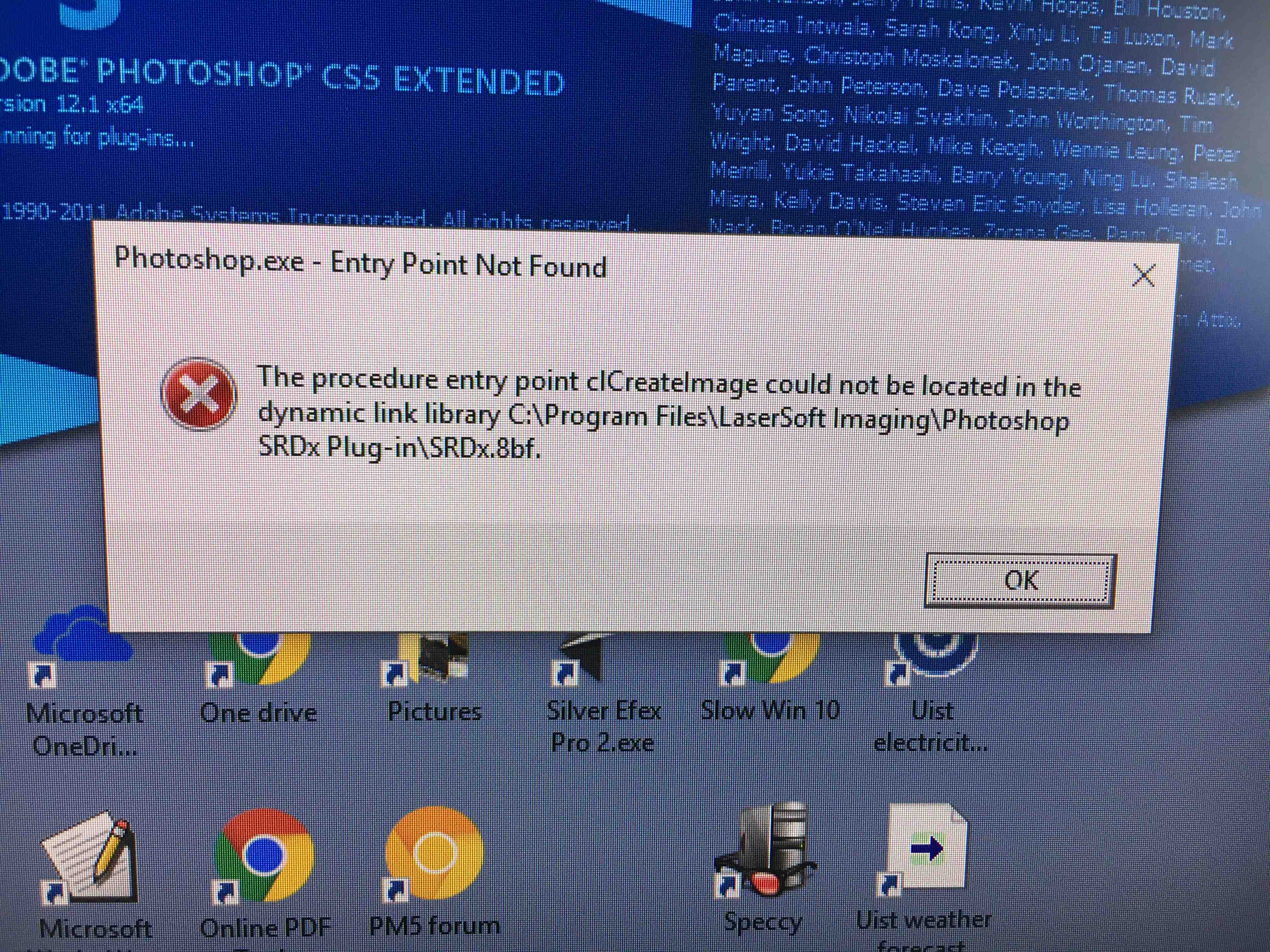 Entry point not found error message on start up - Adobe Support ...