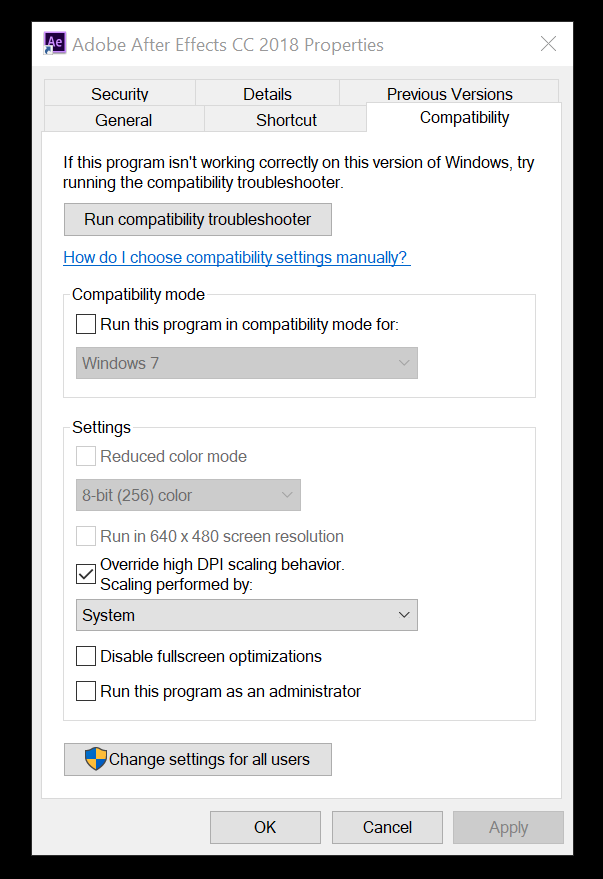 Solved: Values Overlap in GUI AE CC 2018 (WIN) at 4K Resol... - Adobe ...