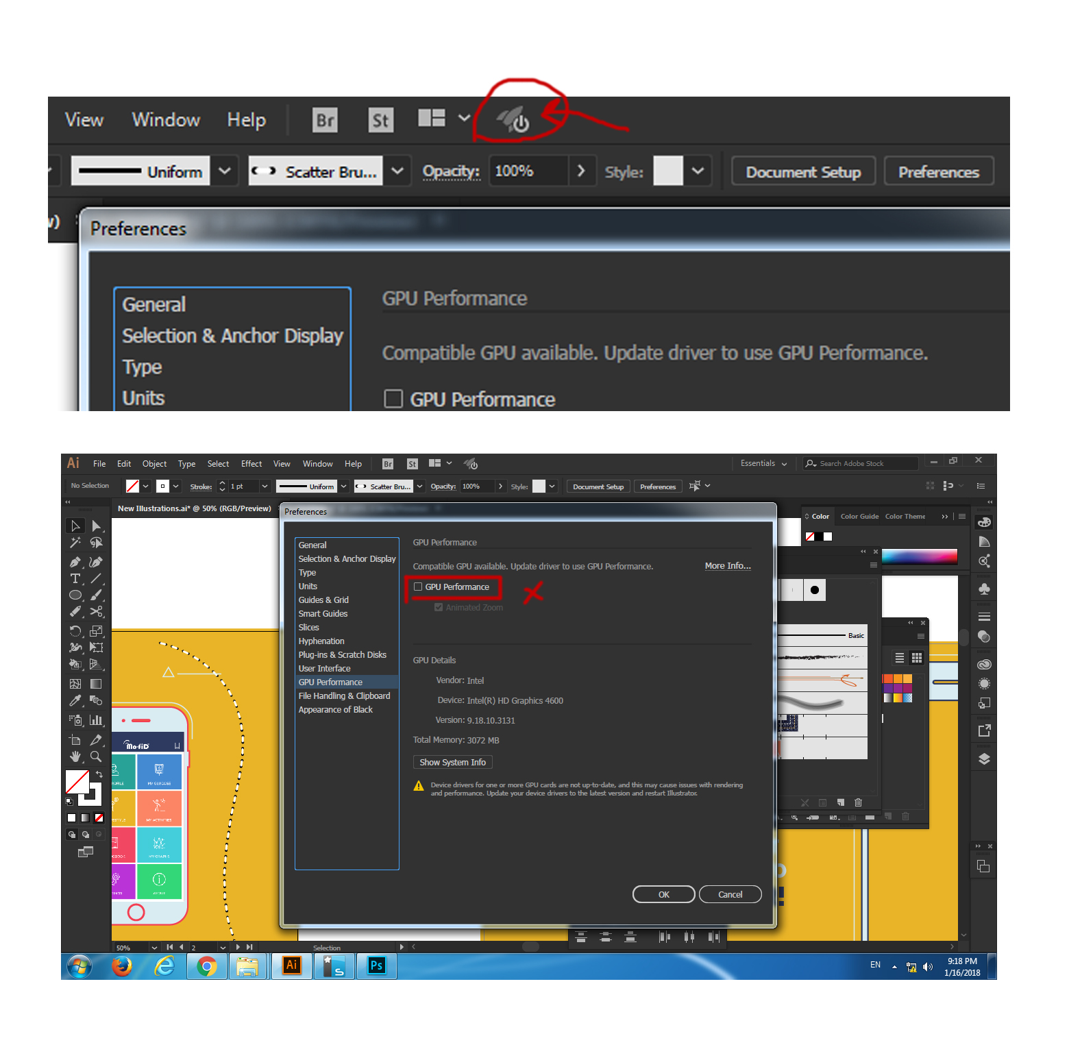 Solved: Strange coloured lines across the Illustrator scre... - Adobe ...