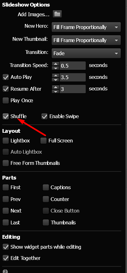 slideshow shuffle - Adobe Community - 9694557