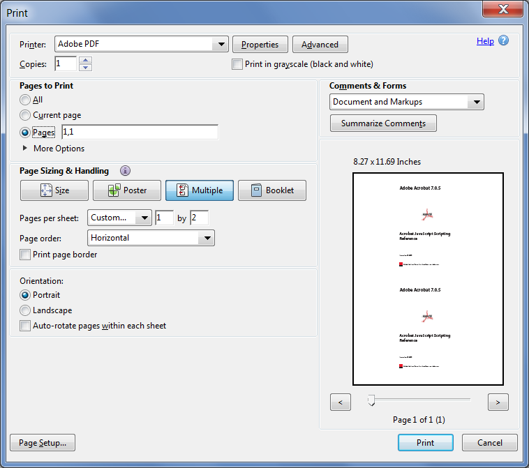 Solved Print 2 Copies Of A Single Page In 1 Sheet Of Pape Adobe 