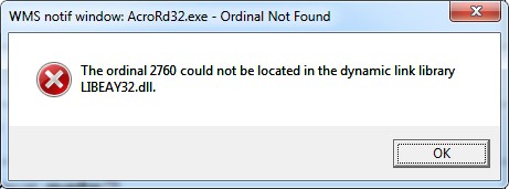 Ordinal 2760 and LIBEAY32.dll - Adobe Product Community - 9794946
