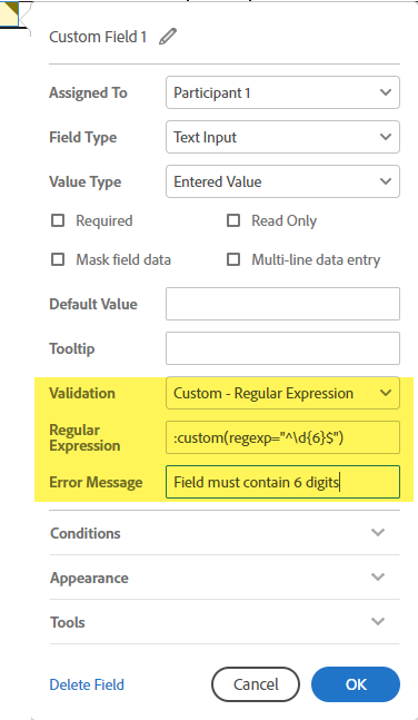 Solved Requiring Minimum And Maximum Digits Adobe Support Community 