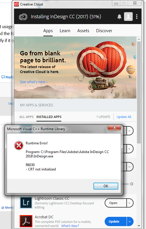 Re: R6030 Runtime error launching InDesign after u... - Adobe Community ...