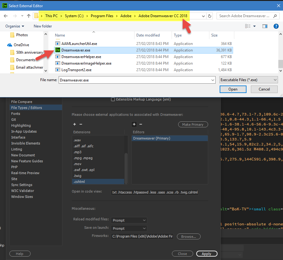 Solved: Open CSHTML in Dreamweaver - Adobe Community - 9868754