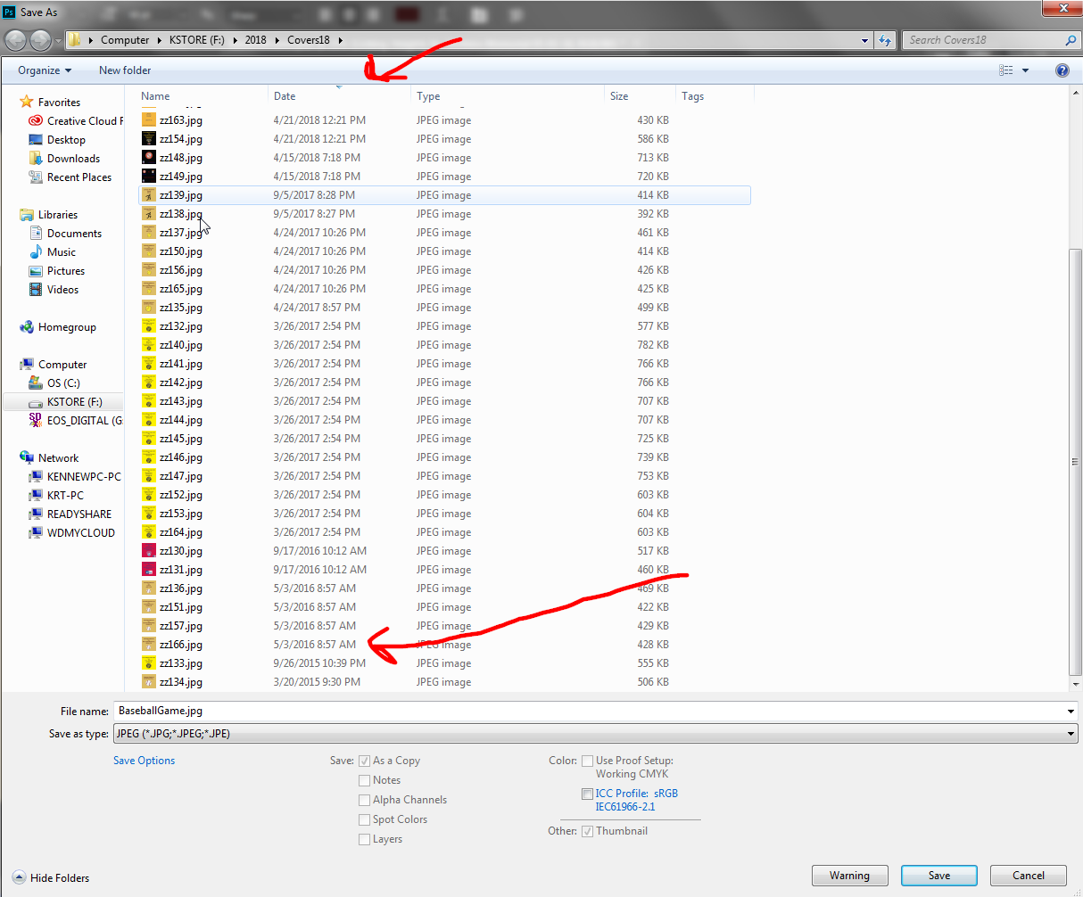 Save As Window will not sort files by date/time - Adobe Product Community - 9813976