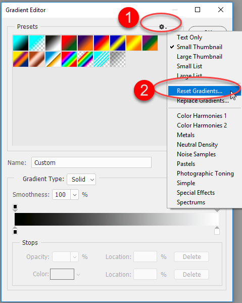 Solved: How to clear the gradient quick select thing. - Adobe Community ...