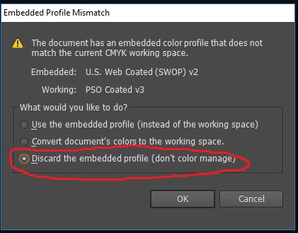 Embedded Profile mismatch - Adobe Support Community - 10216934