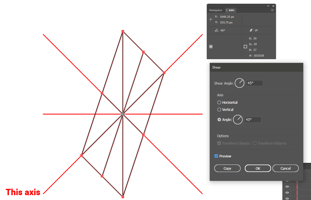 Shear objects: where's angled axis and how to unde... - Adobe Community ...