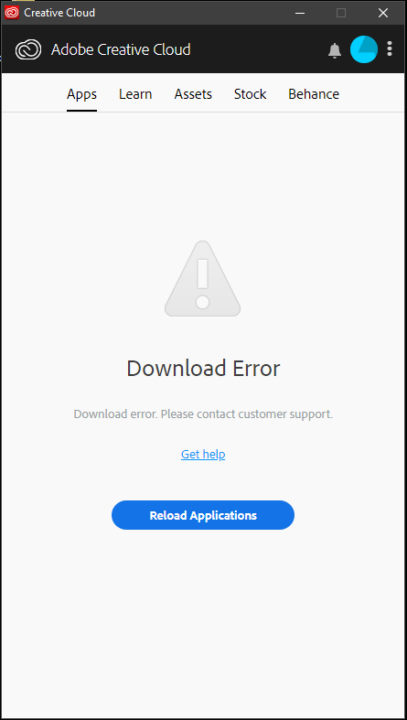 CC Apps gives Error 500: Internal Server Error - Adobe Community - 10229456