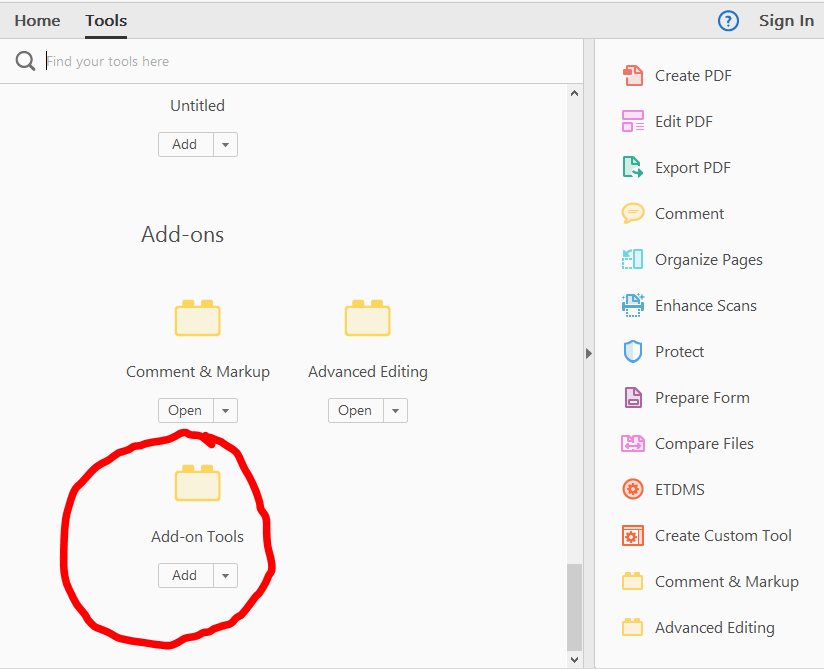 add-on tools unpluged from acrobat side toolbar - Adobe Product ...