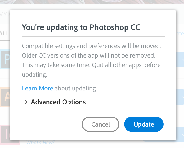 Add version to CC upgrade message - Adobe Product Community - 10273559