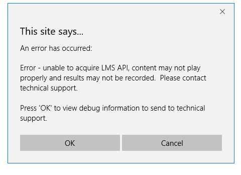 Getting error while playing scorm - Adobe Support Community - 10439764