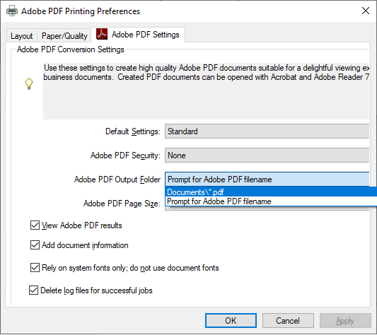 Solved: Set a custom location for the Adobe PDF Output Fol... - Adobe ...