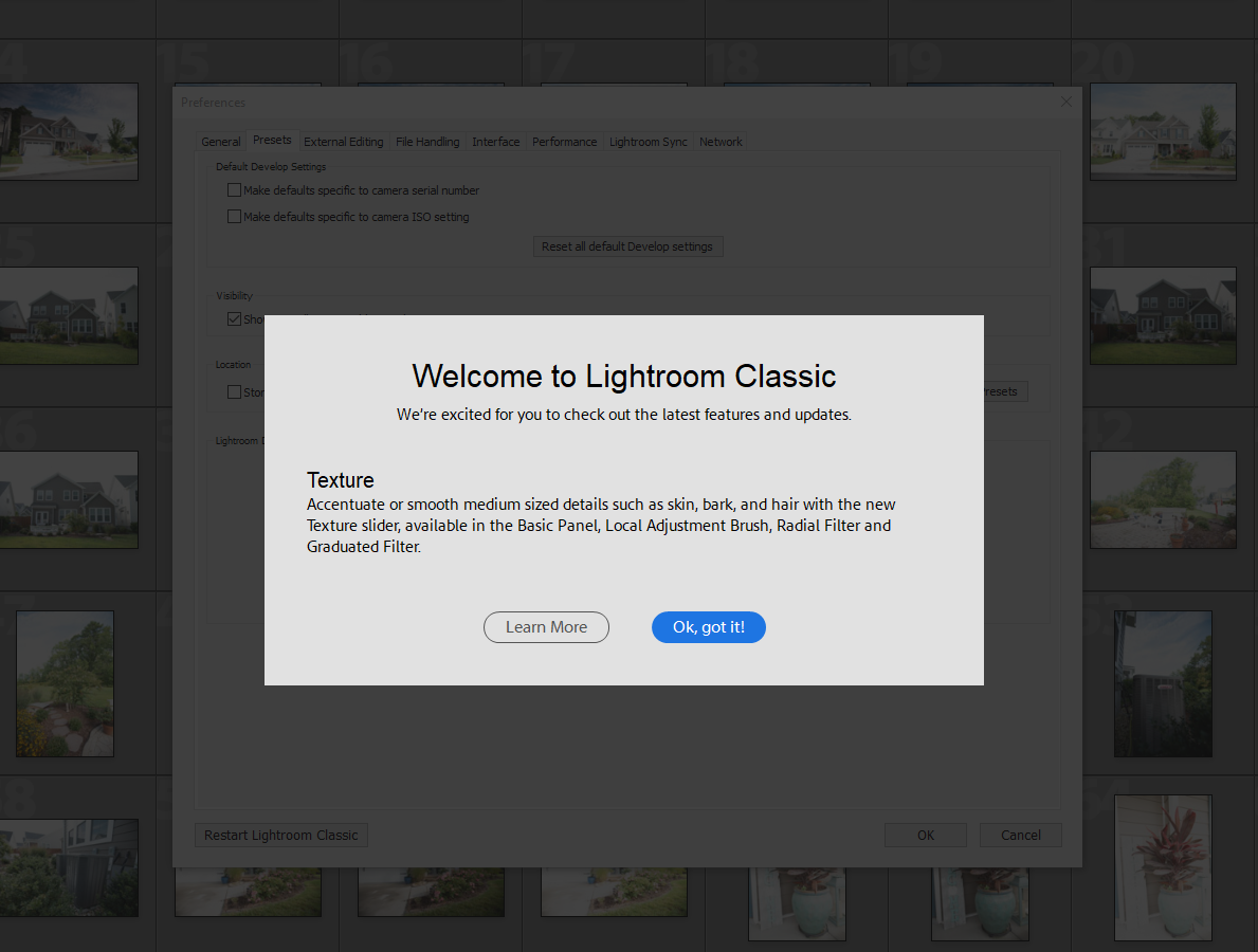 Lightroom Launch Tips Screen - Adobe Community - 10549817