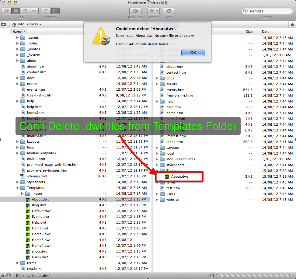Solved: Can't delete .dwt files from "Templates" folder - Adobe Product ...