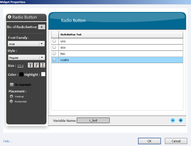 Radio button widget - Adobe Community - 5227870