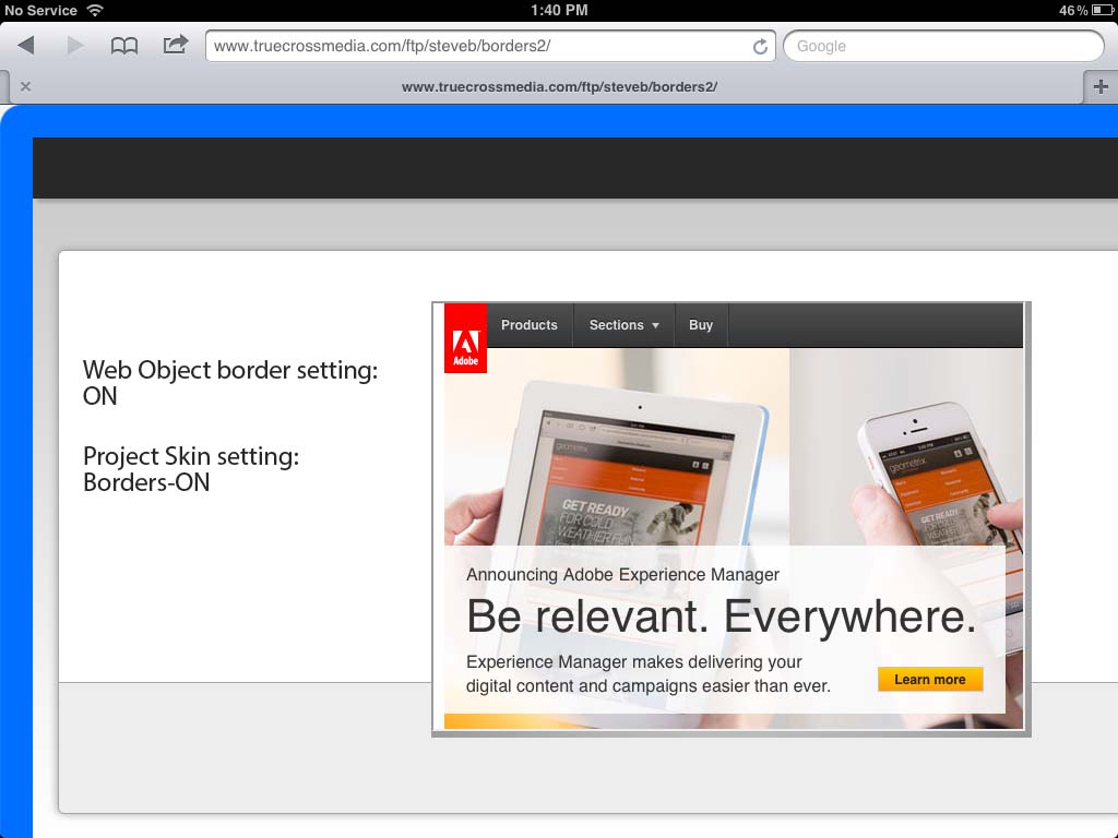 Unwanted border in Web Object - Adobe Community - 5169895