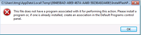 Error on Flash install/uninstall "no program assoc... - Adobe Support ...