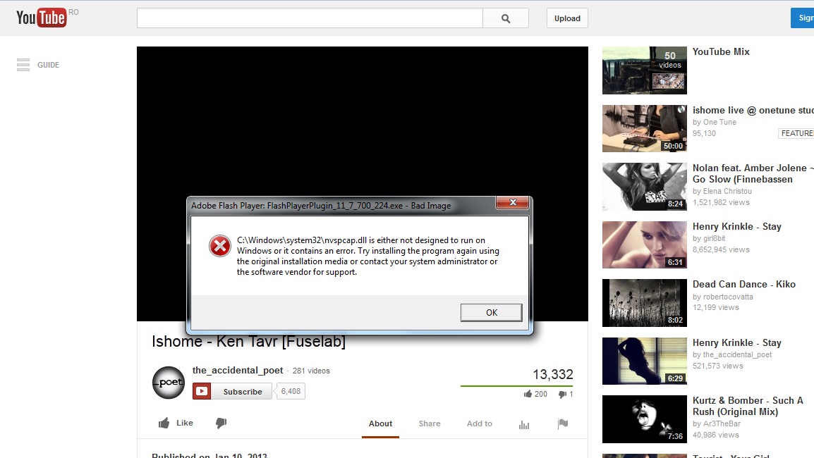 flash player bad image error - Adobe Community - 5267725
