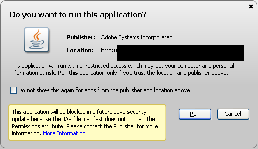 CFGrid with Java 7u45 warnings about missing JAR m... - Adobe Support Community - 5565062