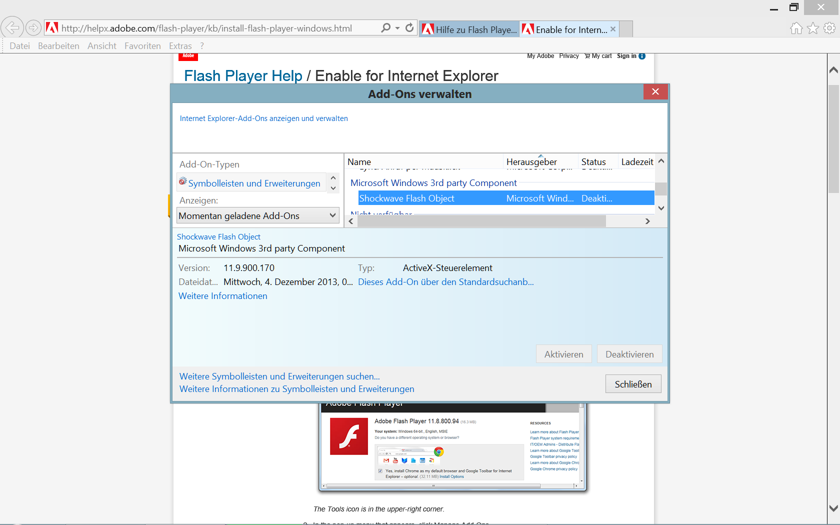 cannot activate shockwave flash object in Win 8 - Adobe Product ...