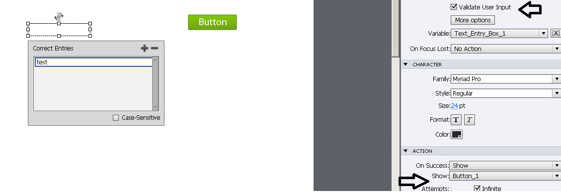 Captivate - Changing button state after text is en... - Adobe Community ...