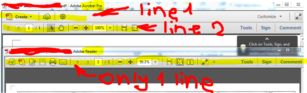 Setting Acrobat Pro tool bars in one line - Adobe Community - 6473102
