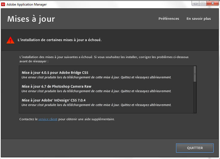 Impossible de faire les mises à jour de la Suite C... - Adobe Product ...