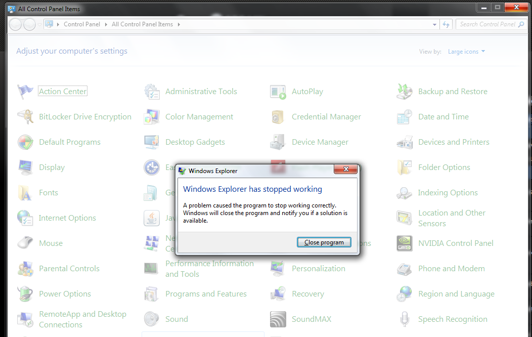 Windows Control Panel Crashing - Adobe Product Community - 3447876