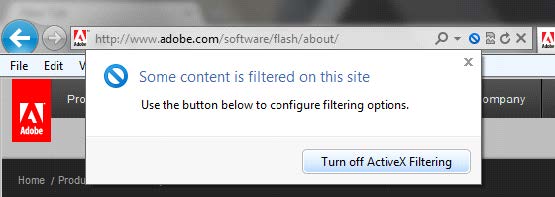 ActiveX Filtering in Internet Explorer - Adobe Support Community - 3530175