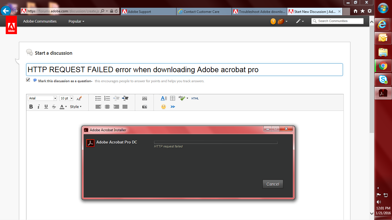 Solved: HTTP REQUEST FAILED error when downloading Adobe a... - Adobe ...