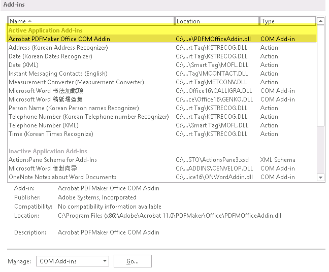 Acrobat X & XI: Adobe Ribbon in Office 2016 is mis... - Adobe Community - 8133903