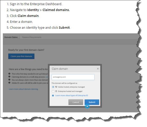 Claim Domain Not Available in Enterprise Dashboard - Adobe Community ...