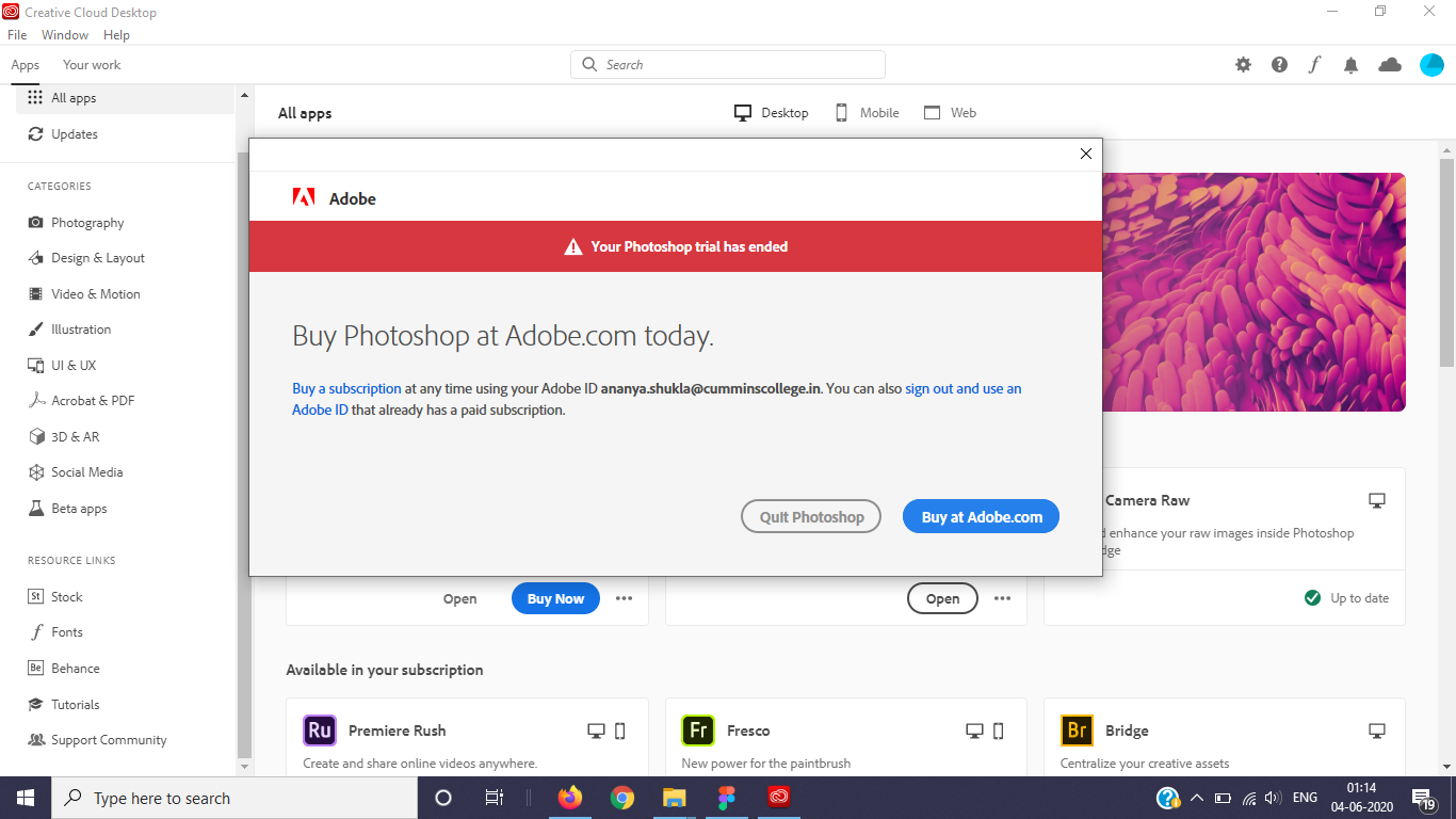 Photoshop 2020 opening in trial mode - Adobe Product Community - 11180746